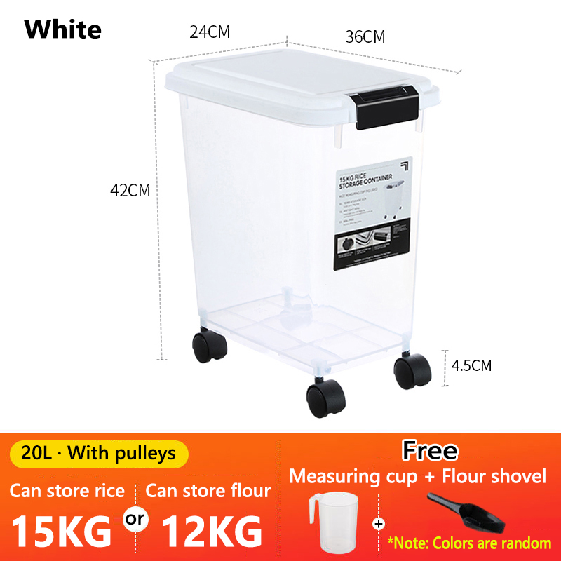 25/15/10kg Rice bucket with wheels Rice Storage Container With Wheels ...