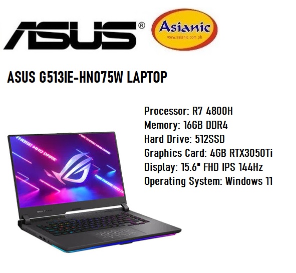 ASUS G513IE-HN075W R7 4800H Gaming Laptop | Lazada PH
