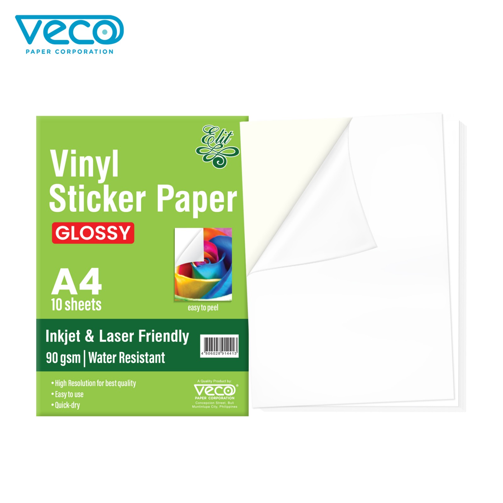 Veco Vinyl Sticker Paper Glossy Photoquality Inkjet and Laser A4 8.25 x ...