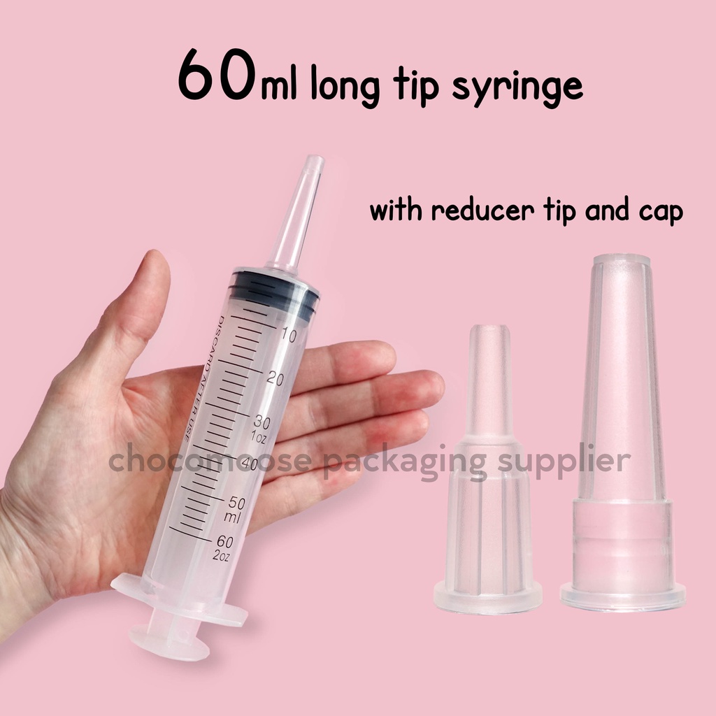 60ml Hydroponic Measuring Syringe Long Tip for Hand Feeding Pet and ...