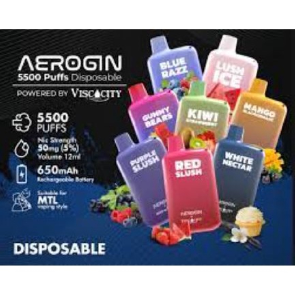 Yiqie Aerogin 5500 Puffs Pod Legit Viscocity HYPRVISCOMATIC 12ml 5 ...