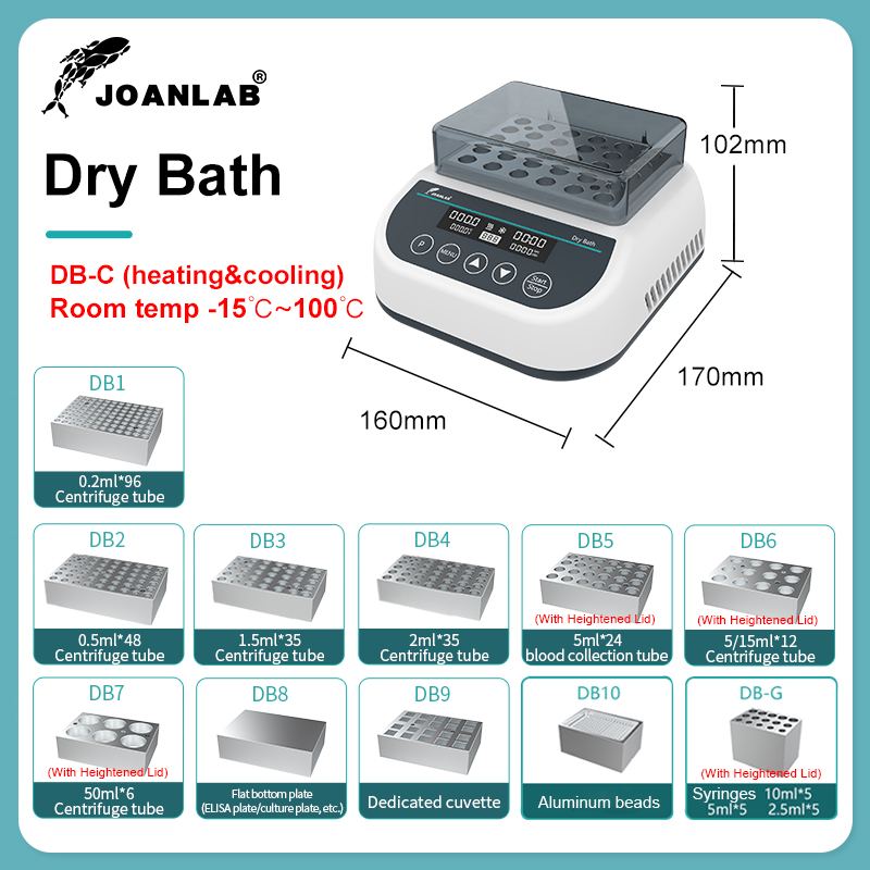 JOANLAB Mini Dry Bath Incubator Constant Thermostatic Heater Lab Digital Display Portable Lab ...