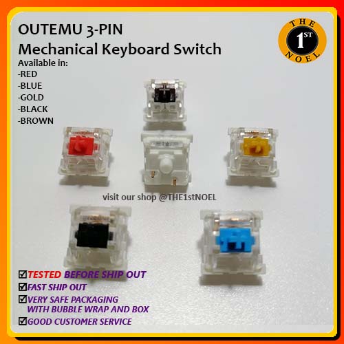 OUTEMU 3 PIN MECHANICAL KEYBOARD SWITCH RED / BLUE / GOLD / BLACK ...