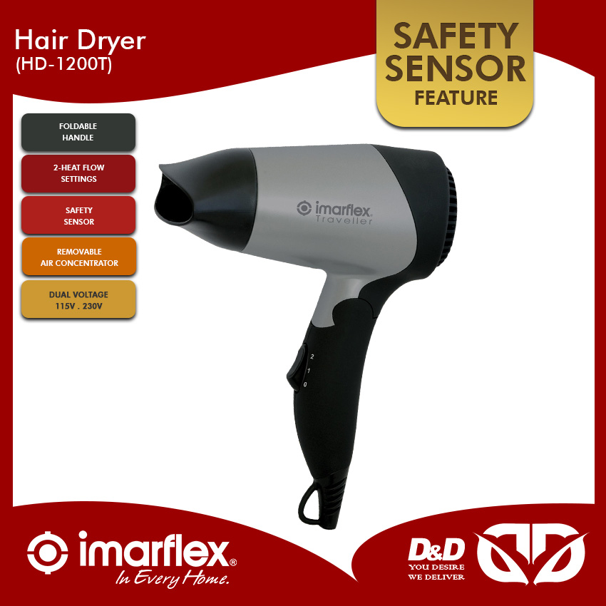 D&D | Imarflex HD-1200T Hair Dryer – Traveller / 1200 Watts | Lazada PH