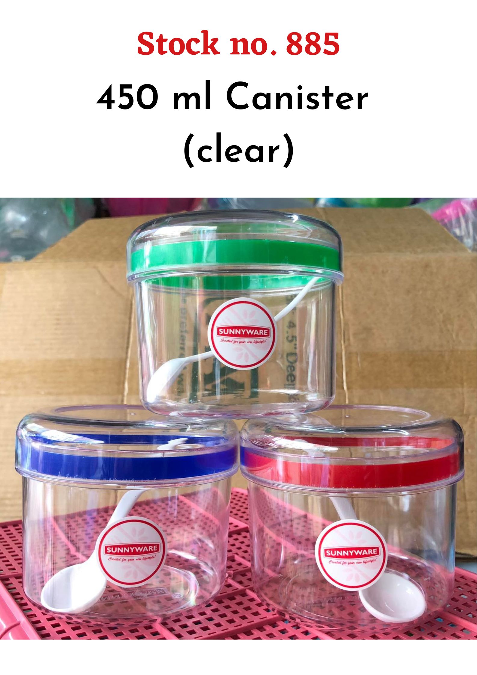 (#885) 450ml Canister with Spoon Food Condiments Container SUNNYWARE ...