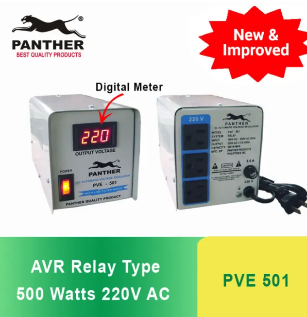 Panther AVR Relay Type, 220V AC Output, Automatic Voltage Regulator 500 ...