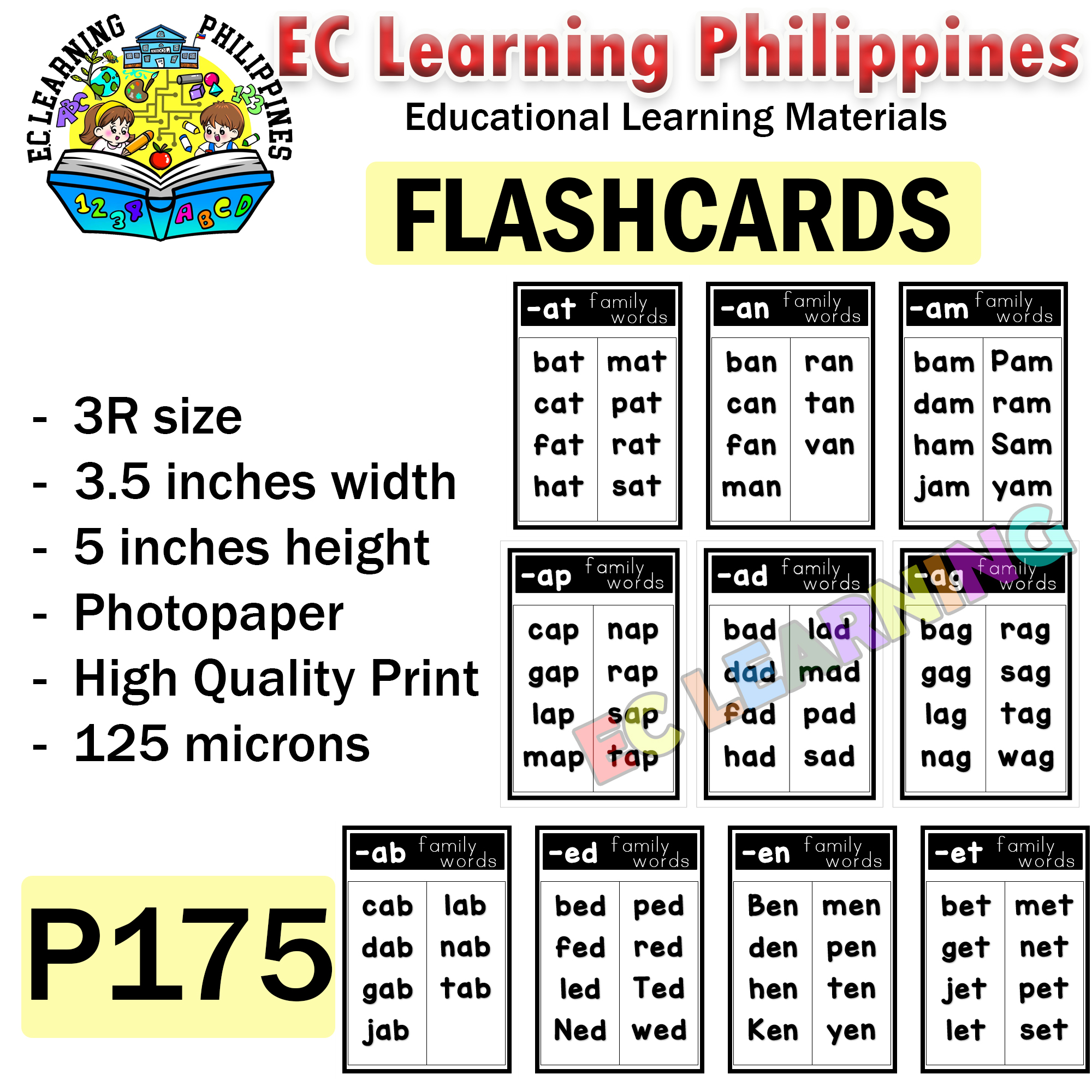 CVC Word Families Laminated FLASHCARDS, CVC FLASHCARDS | Lazada PH