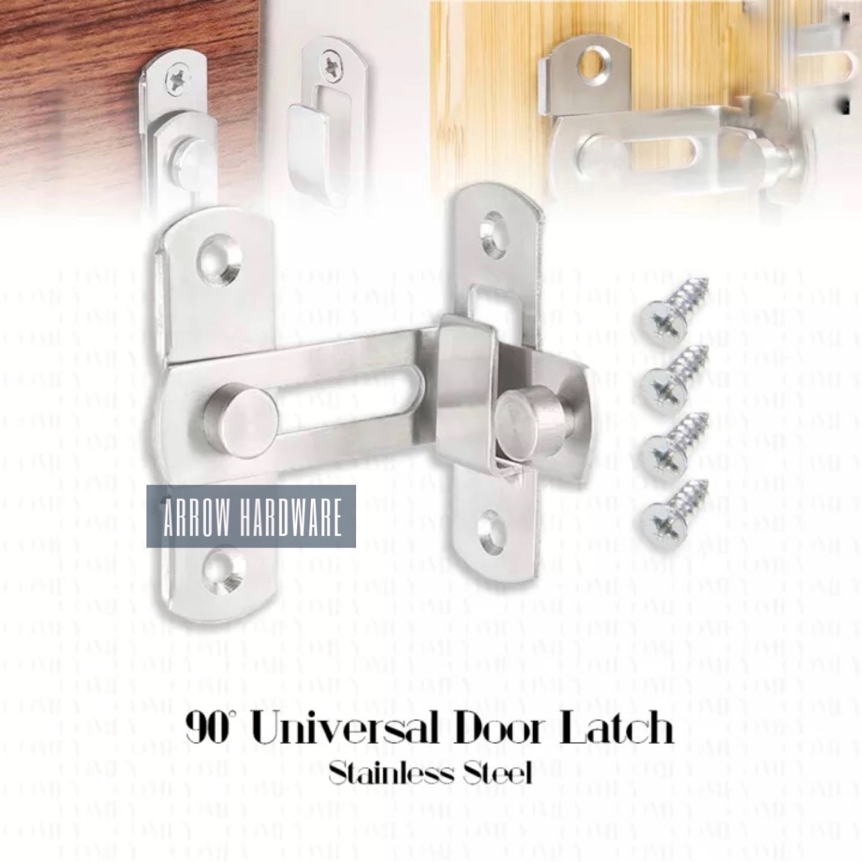 90 Degree Stainless Steel Metal Door Latch Sliding Lock Hasp Security ...