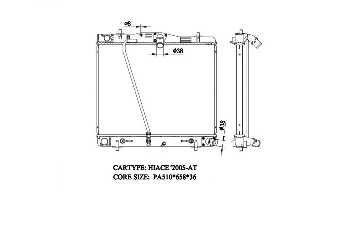 RADIATOR ASSEMBLY ( 510 X 658 X 36 ) TOYOTA HIACE D4D 2K 2009 AUTOMATIC ...