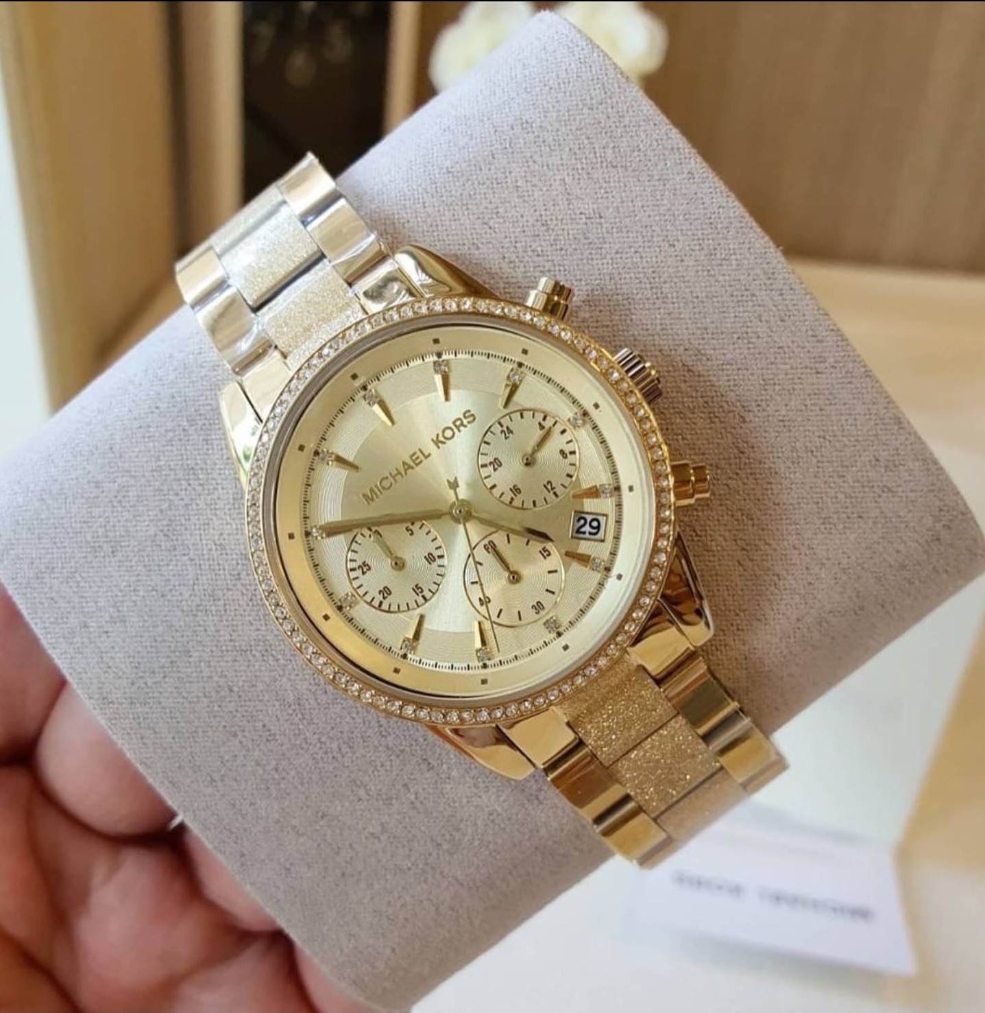 Michael Kors Women's Ritz Chronograph Gold-Tone Stainless Steel Watch ...