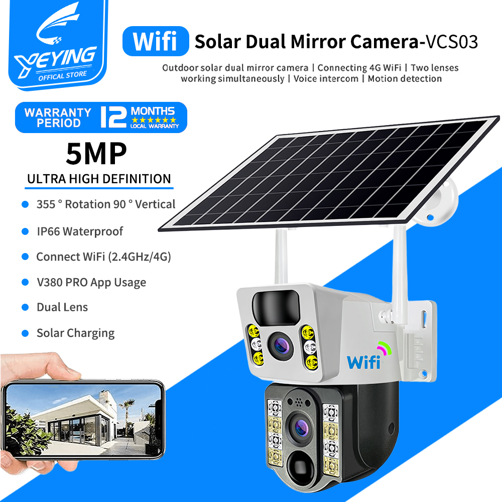YEYING V380 PRO Solar Cctv Camera connect cellphone VCS03 Outdoor ...