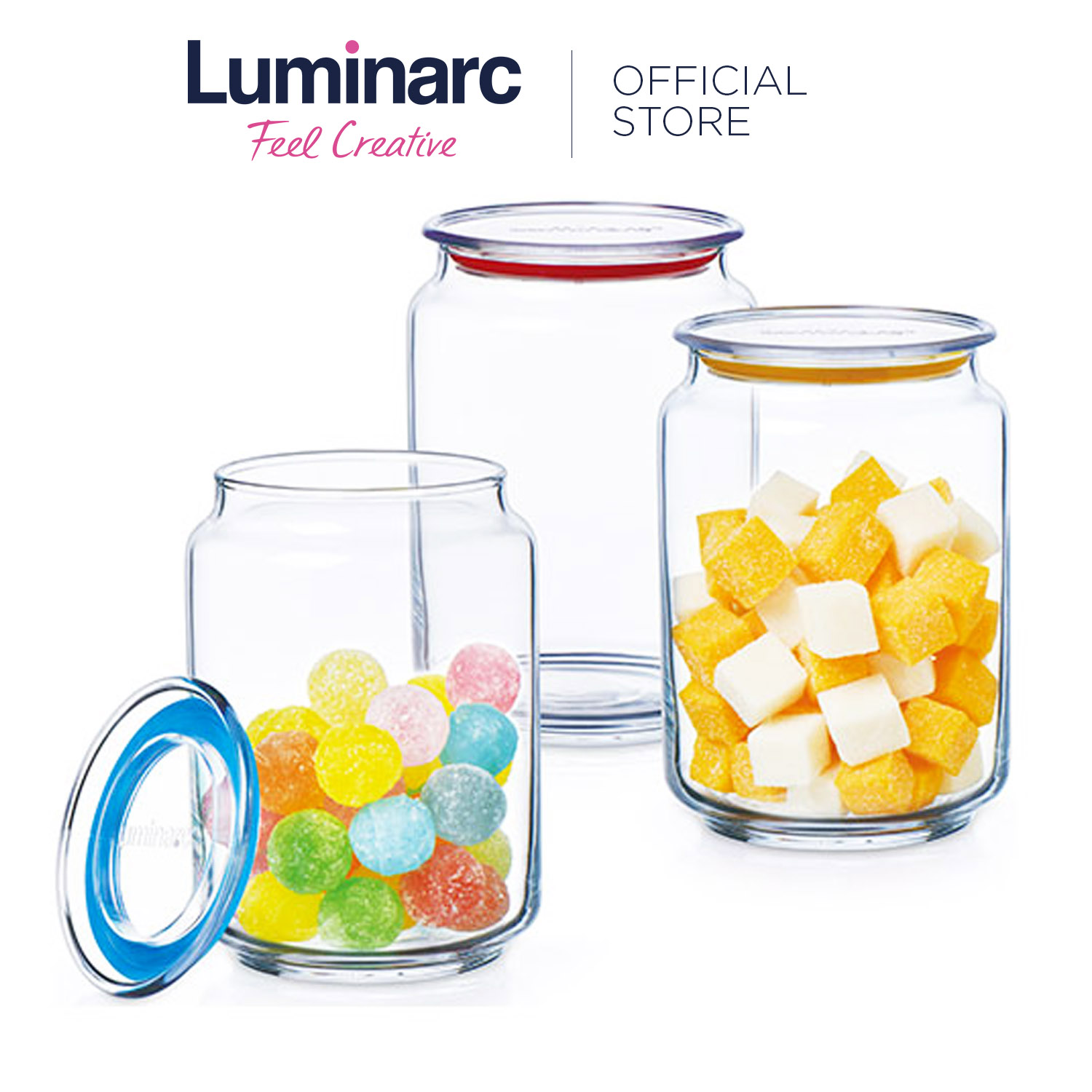Luminarc Q0190 Festival Rondo 3pc 0.75 Liter Storage Kitchen Jar ...