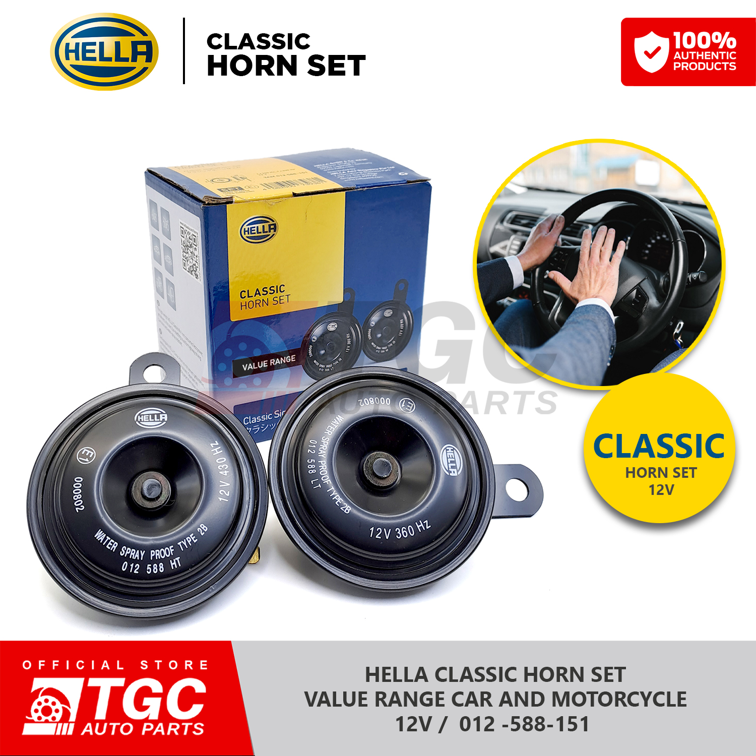 Hella Classic Horn Set / Value Range Car and Motorcycle Horn 3AM 12v ...