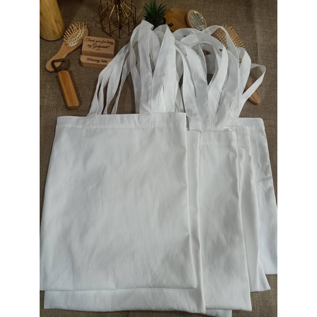 Plain White Canvas Tote Bag (Flat type or with Lock) BUKOD TANGI PH ...