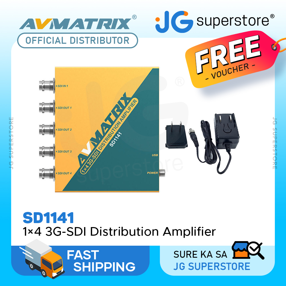 AVMatrix SD1141 1×4 SDI Reclocking Distribution Amplifier with 3G/HD/SD-SDI Multi-rate Signal ...