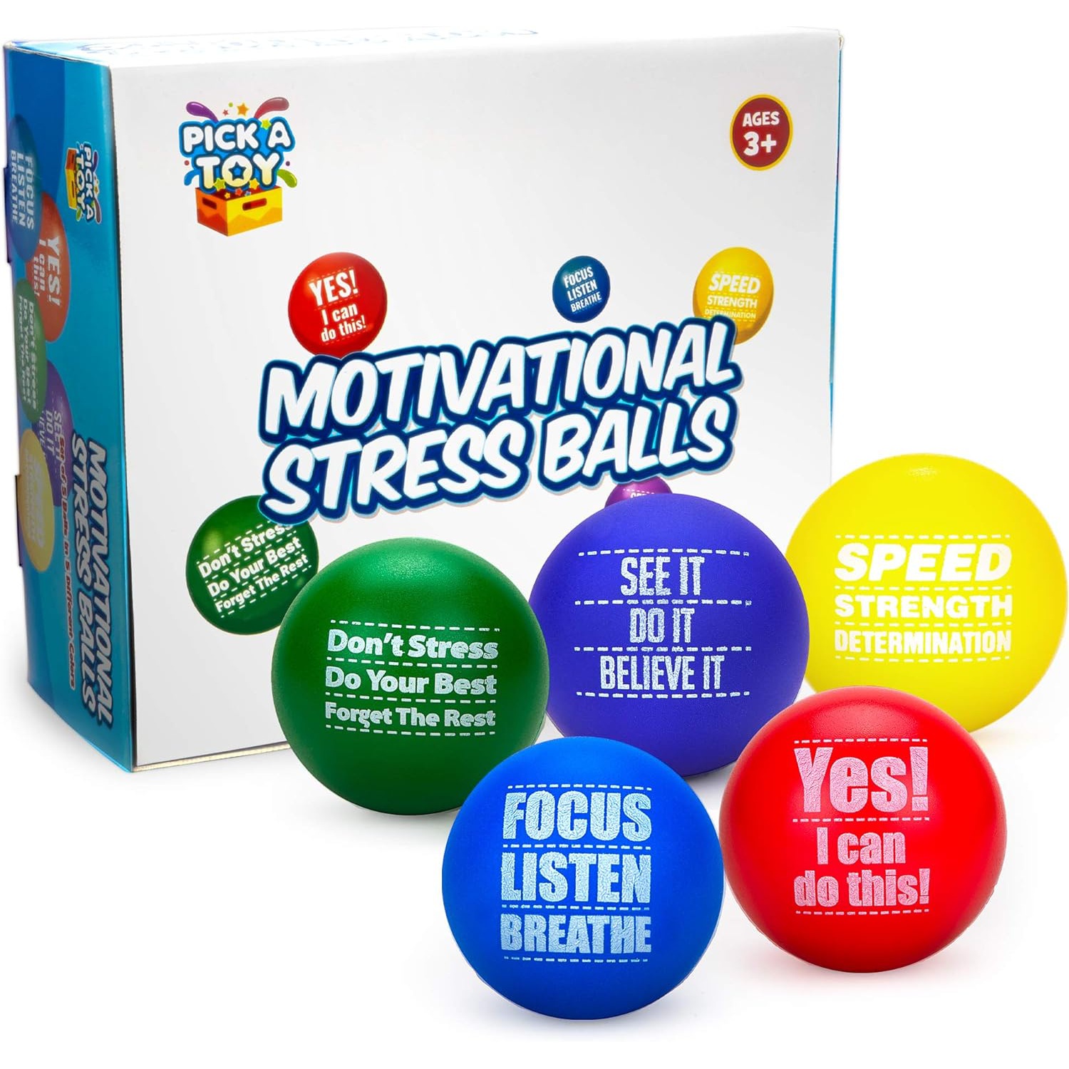LZD 5-Pack Motivational Stress Balls for Kids and s Promote Anxiety and ...