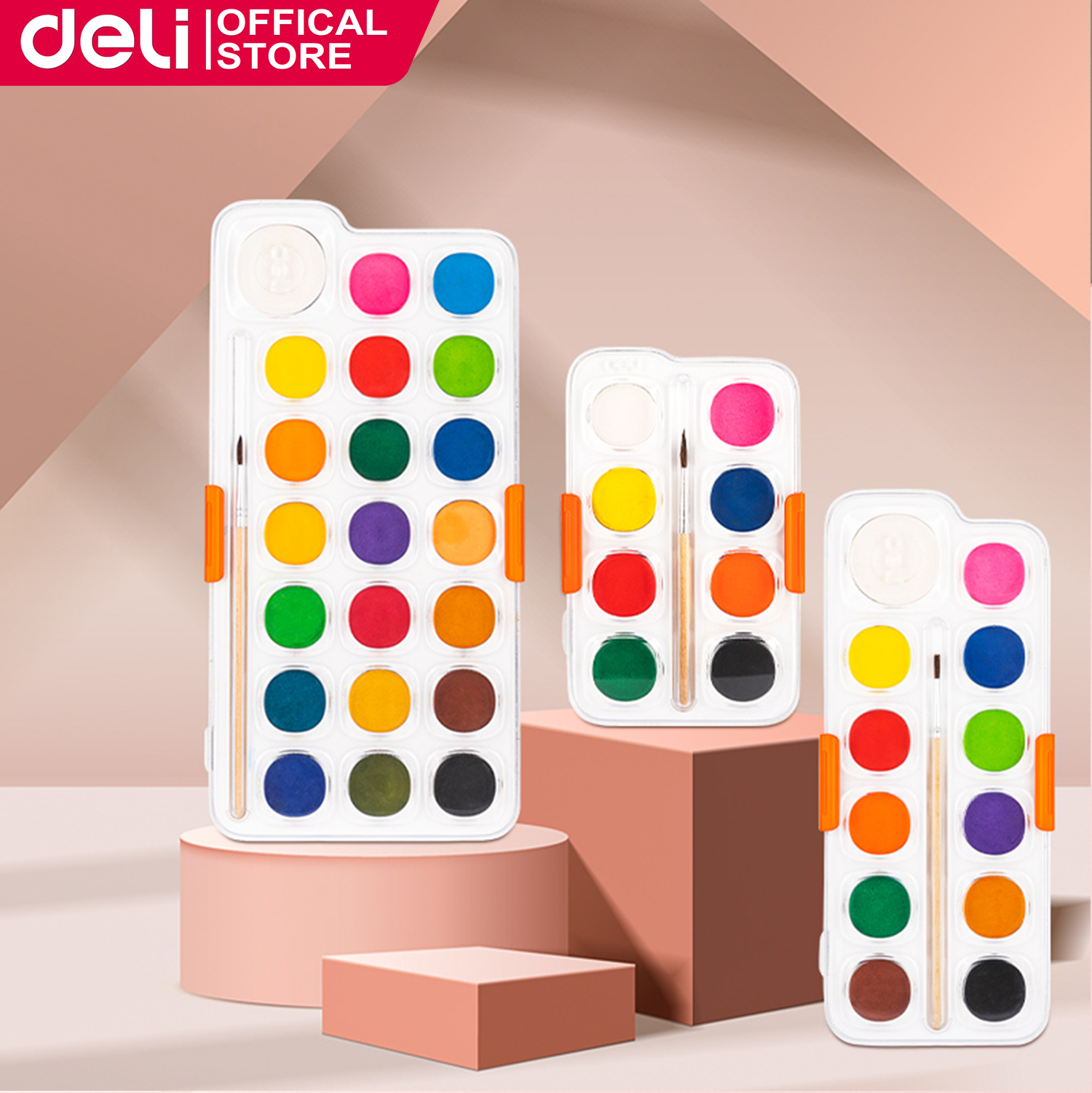 Deli 21 Water Colors Fashionable Bright High-Quality Solid Watercolor ...