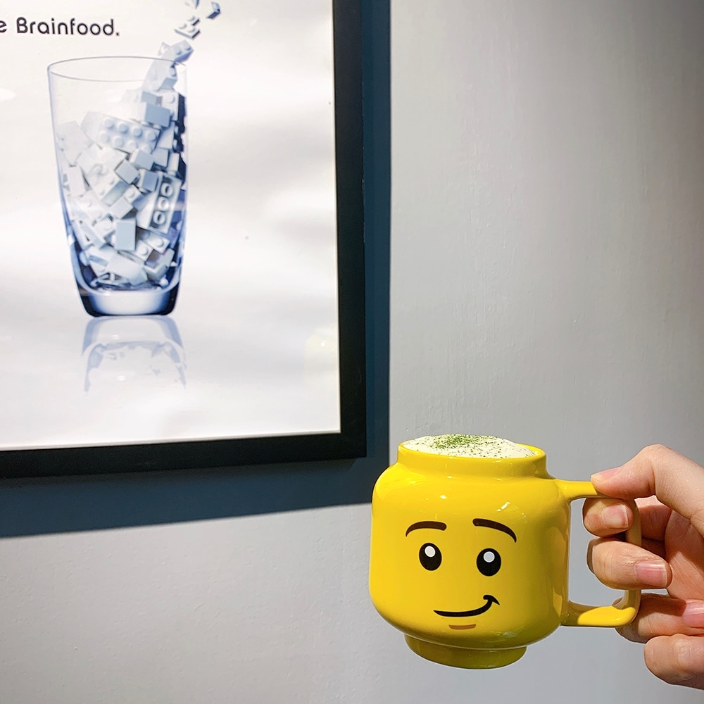 250mL Ceramic Cup Lego Mugs Smiling Expression Face Cartoon Coffee Milk ...