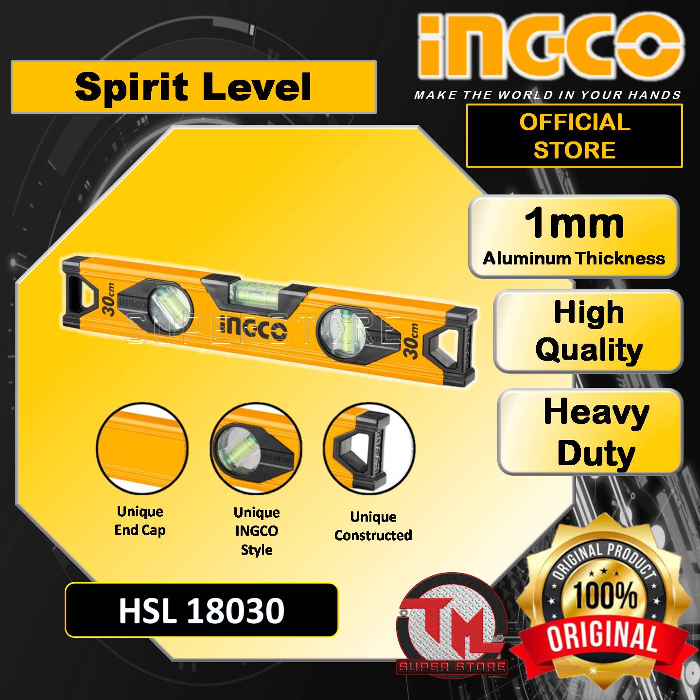INGCO Spirit Level 30 / 60 / 80cm • Tm ss | Lazada PH