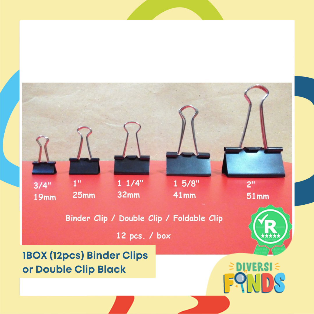 1box (12pcs) Binder Clips - 3/4", 1", 1 1/4", 1 5/8", 2" | Lazada PH