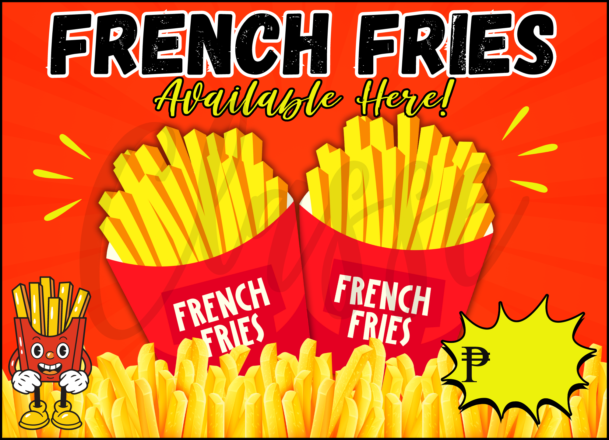 LAMINATED SIGNAGE FRENCH FRIES AVAILABLE A4 SIZE 180GSM PAPER HIGH ...