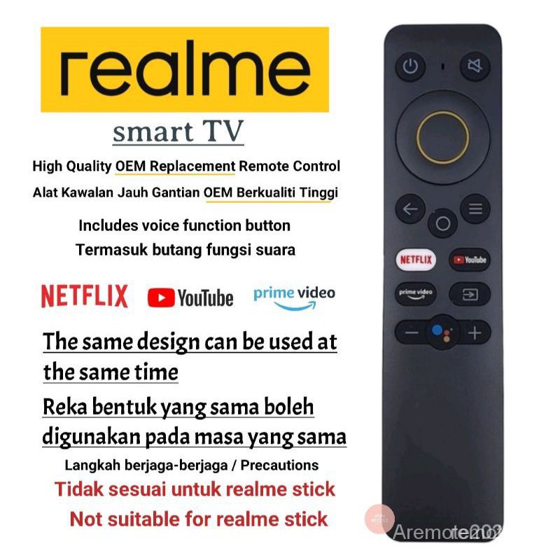 Realme smart TV android LED Remote Control Replacement With NETFLIX ...