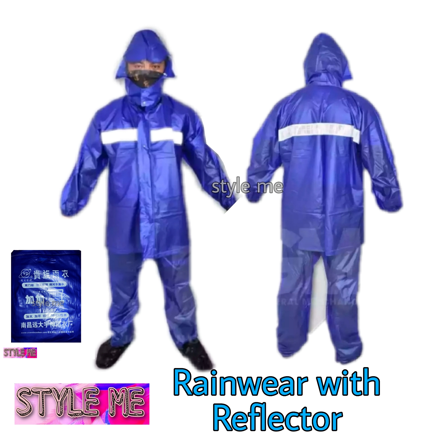 Raincoat Transparent Rain suit Jacket and Pants Rainwear with Reflector ...