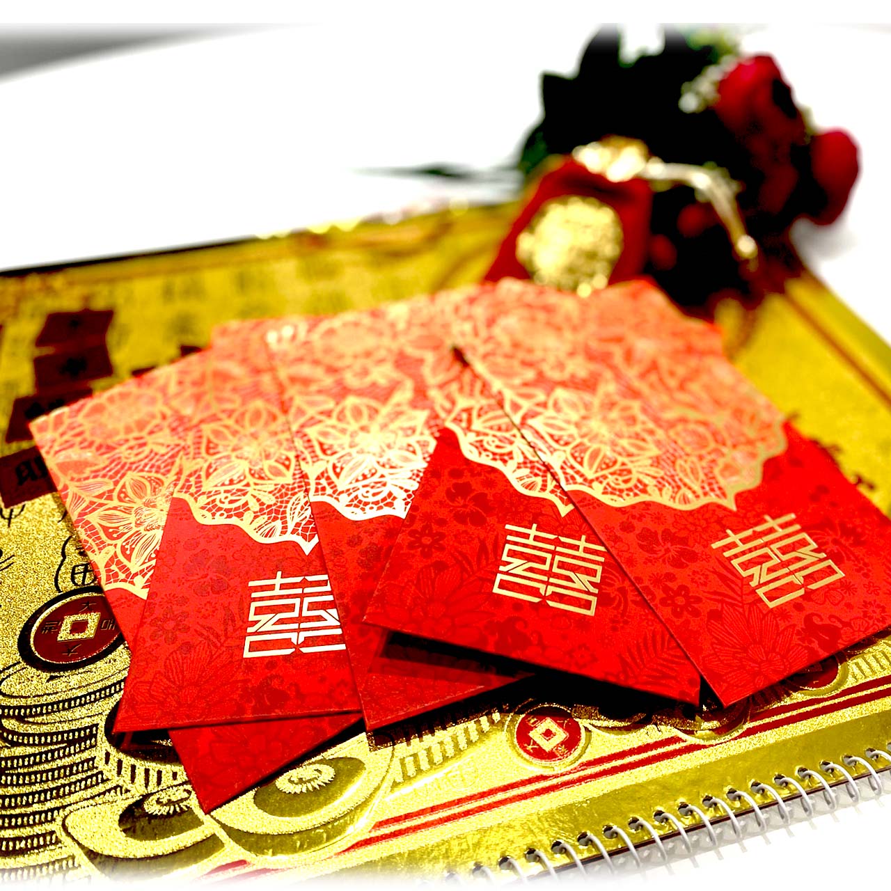 Big Premium Thick ANGPAO Red Envelop for Double Happiness Wedding (5pcs ...