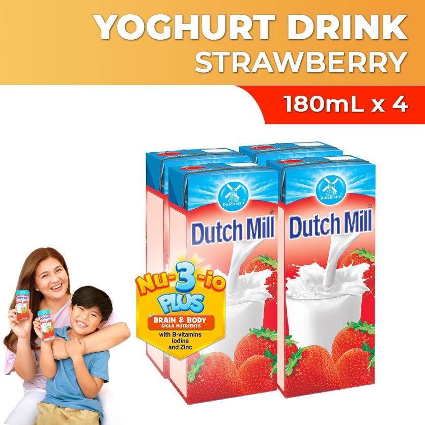 Dutch Mill UHT Yoghurt Drink Strawberry 180ml x 4 brick | Lazada PH