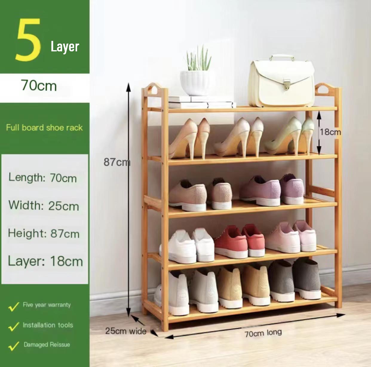 [COD & STOCK & Local ship]5 Layer shoe rack Tier Bamboo Stackable Shoes Organizer Storage Stand ...