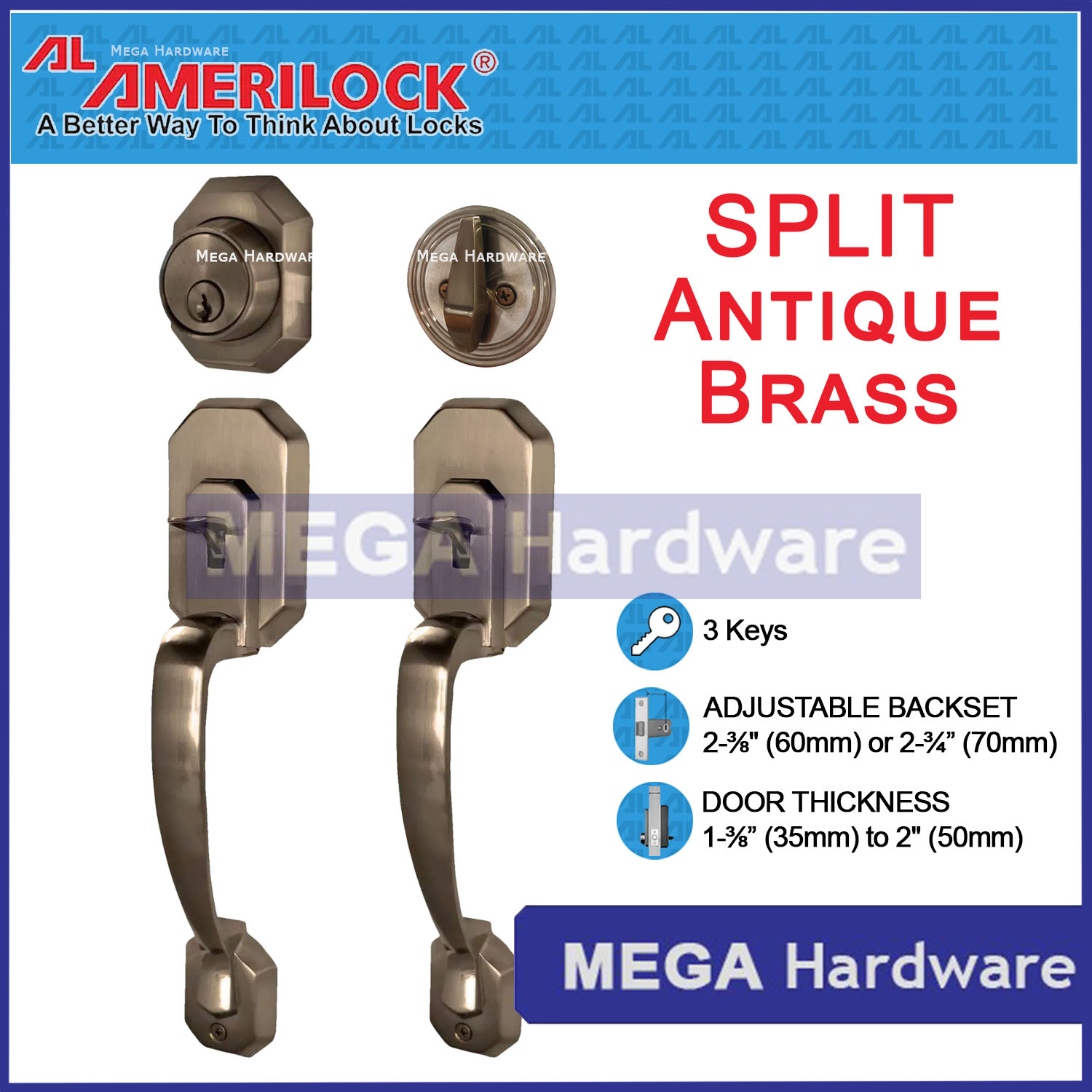 AMERILOCK Door Knob for Main Door Entrance Handle Set with Single ...