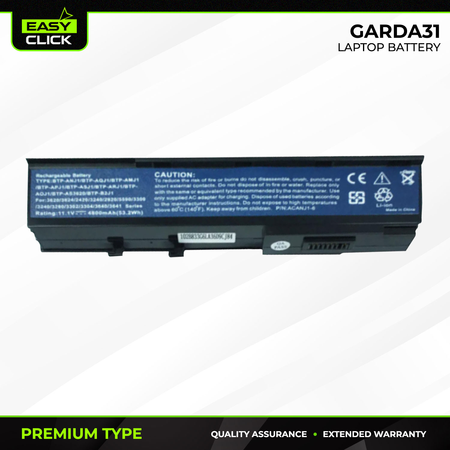Acer GARDA31 laptop battery Compatible part numbers: AMJ1BTP, ANJ1BTP ...