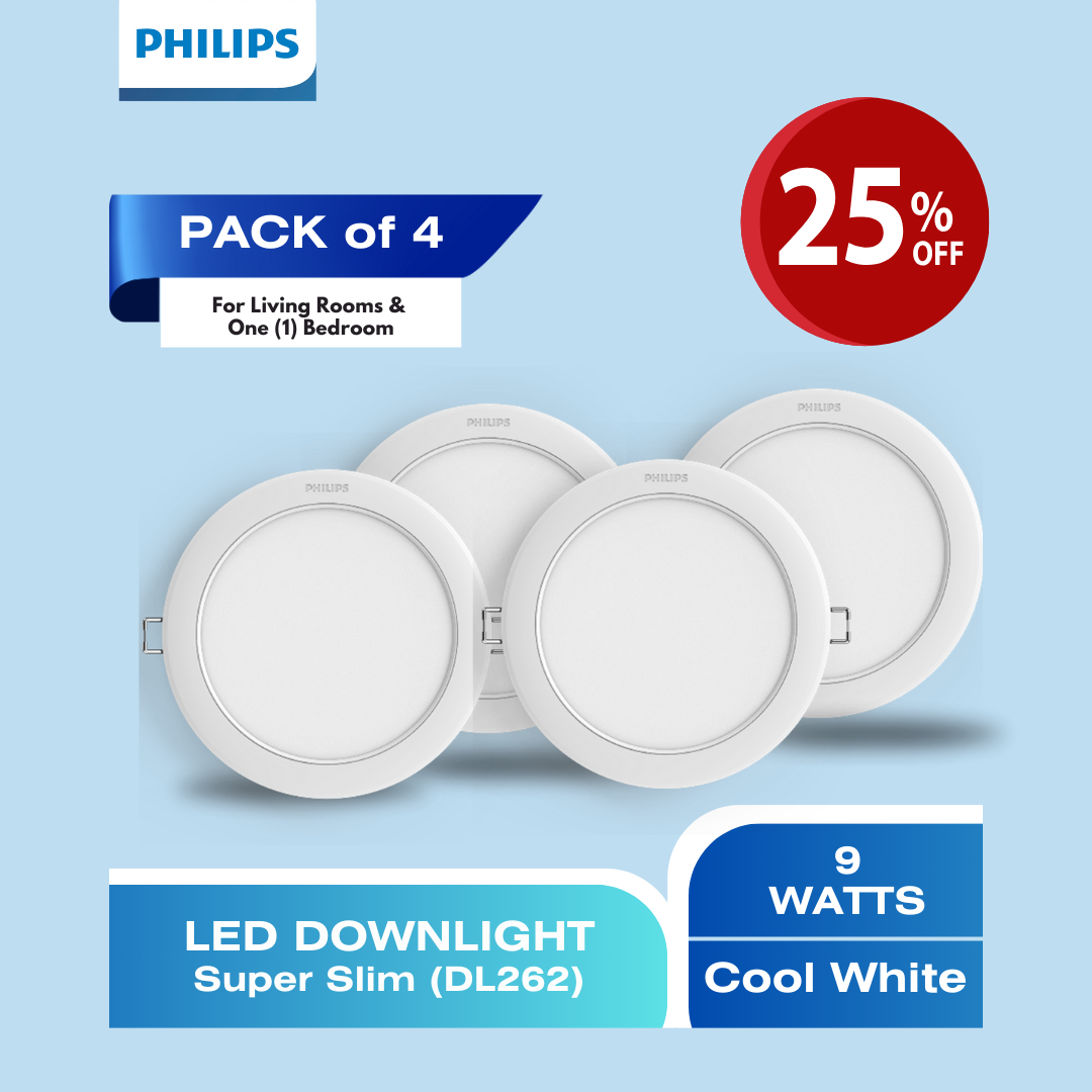 (4 Pack) Philips LED Superslim Downlight (DL262) 9W/12W Cool Daylight ...
