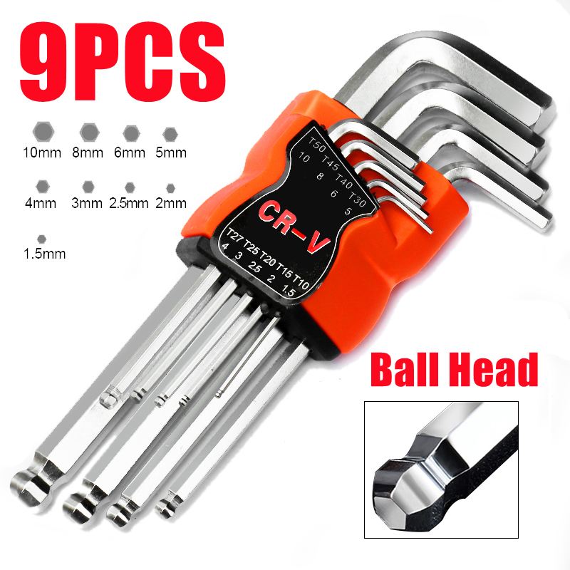9Pcs Allen Key Set Hex Wrench Screwdriver Set Hexagon Spanner Universal ...