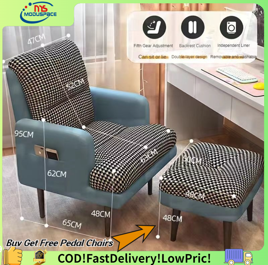 Leather Chair Relaxing Lazy Sofa Chair With Footrest Foldable Office ...
