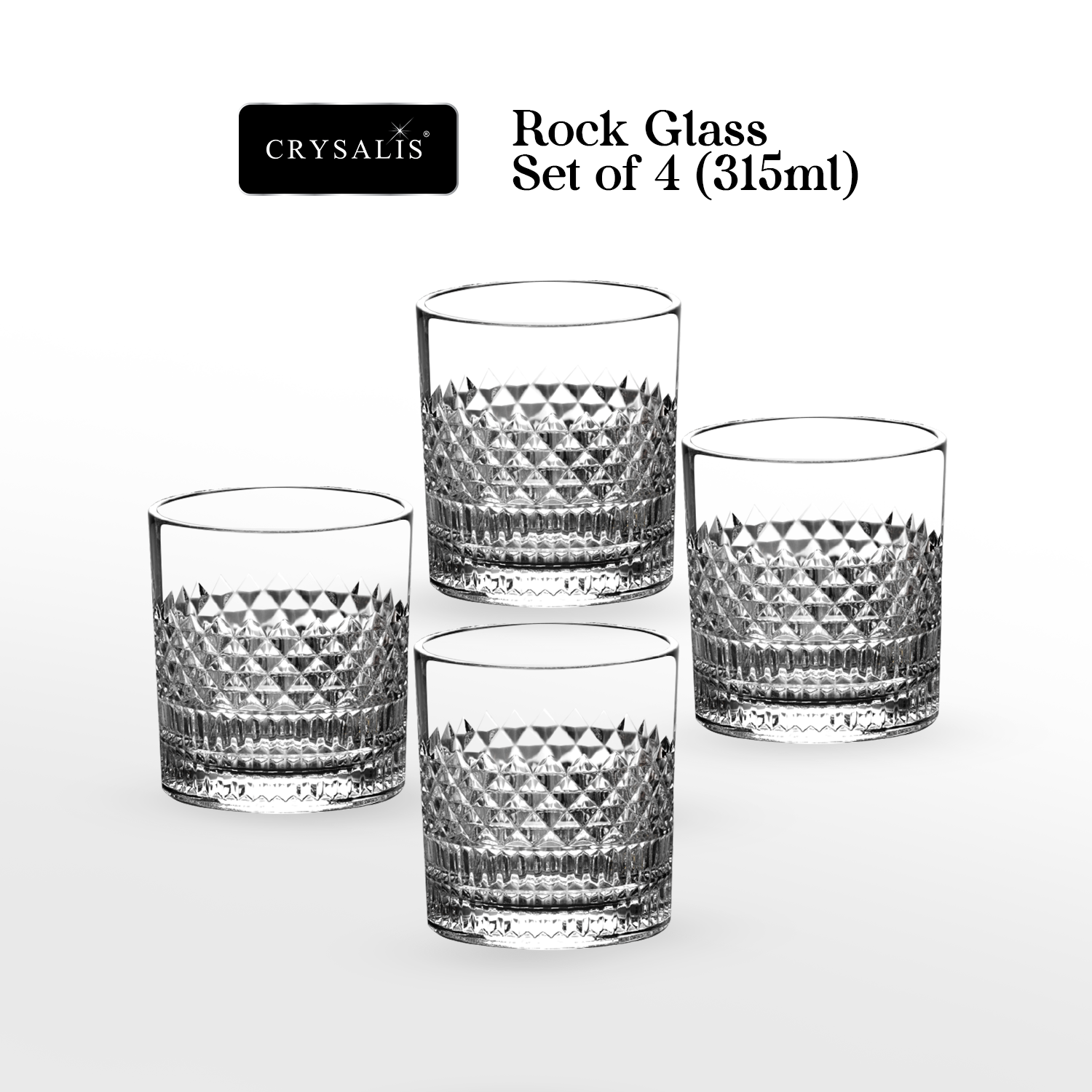 CRYSALIS ROYALTY Rock Glass 4pcs Set Whisky Glasses Bar Glasses ...