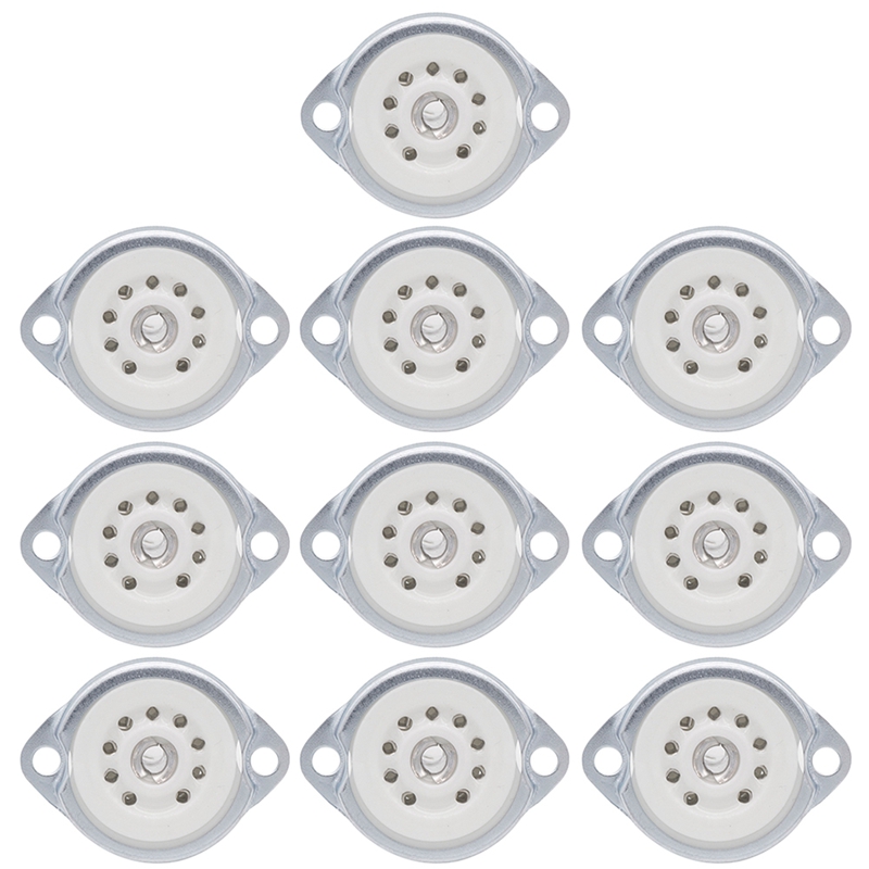 10PCS GZC9-F B9A New 9Pin Plated Tube Sockets Ceramic Base Suitable for ...