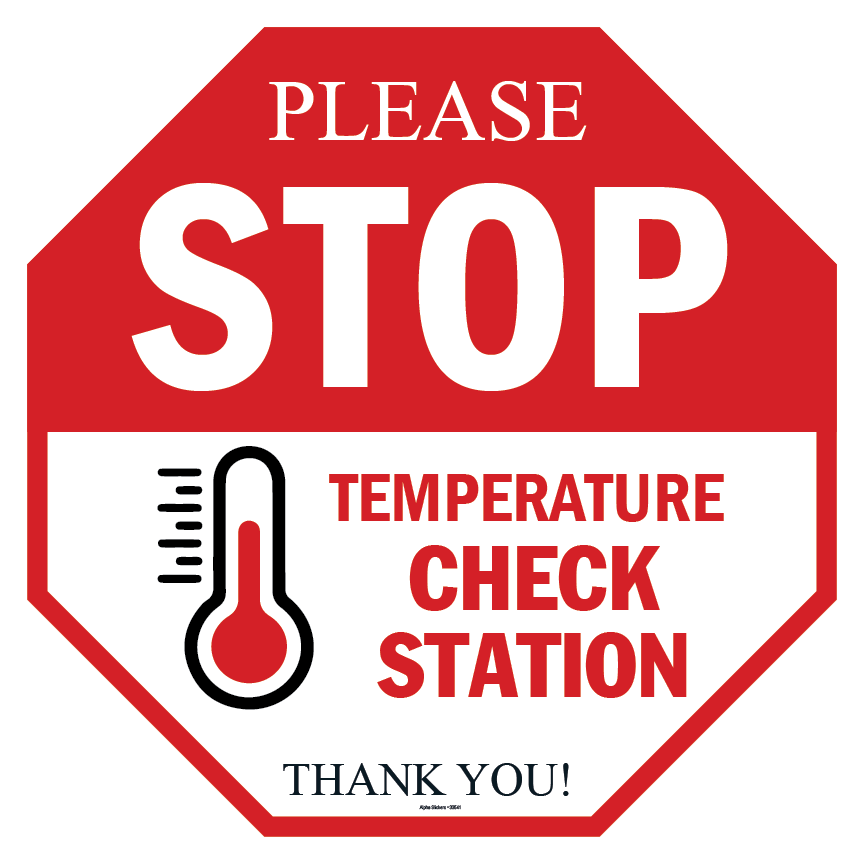 No mask No Entry Sign Temperature Check Station Vinyl Sticker Size: 12 ...