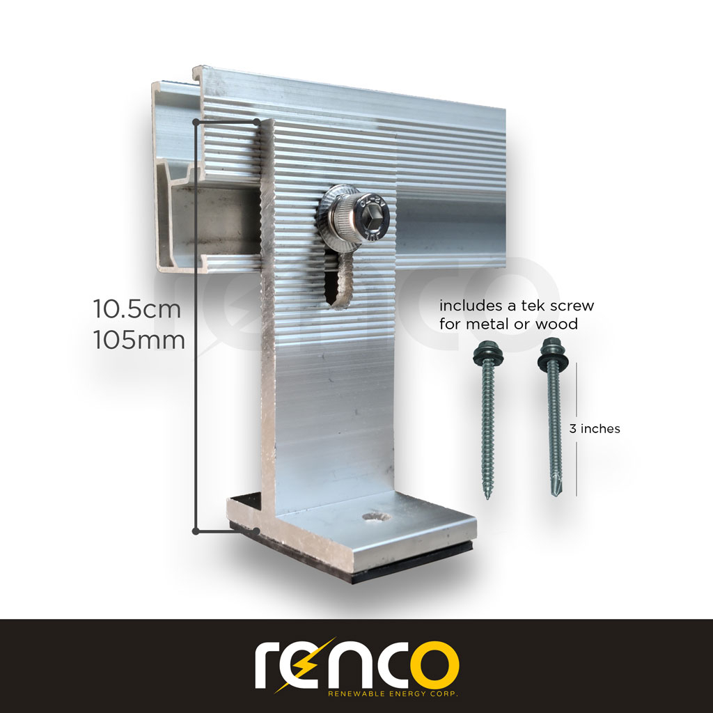 T Foot / L Foot (10.5 cm / 105 mm tall) Solar Panel Mounting Accessory ...