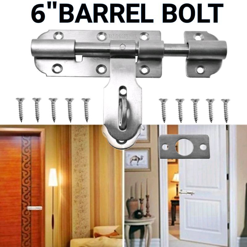 Stainless Steel Barrel Bolt Latch Padlock Hasp for Garage Door Gate ...