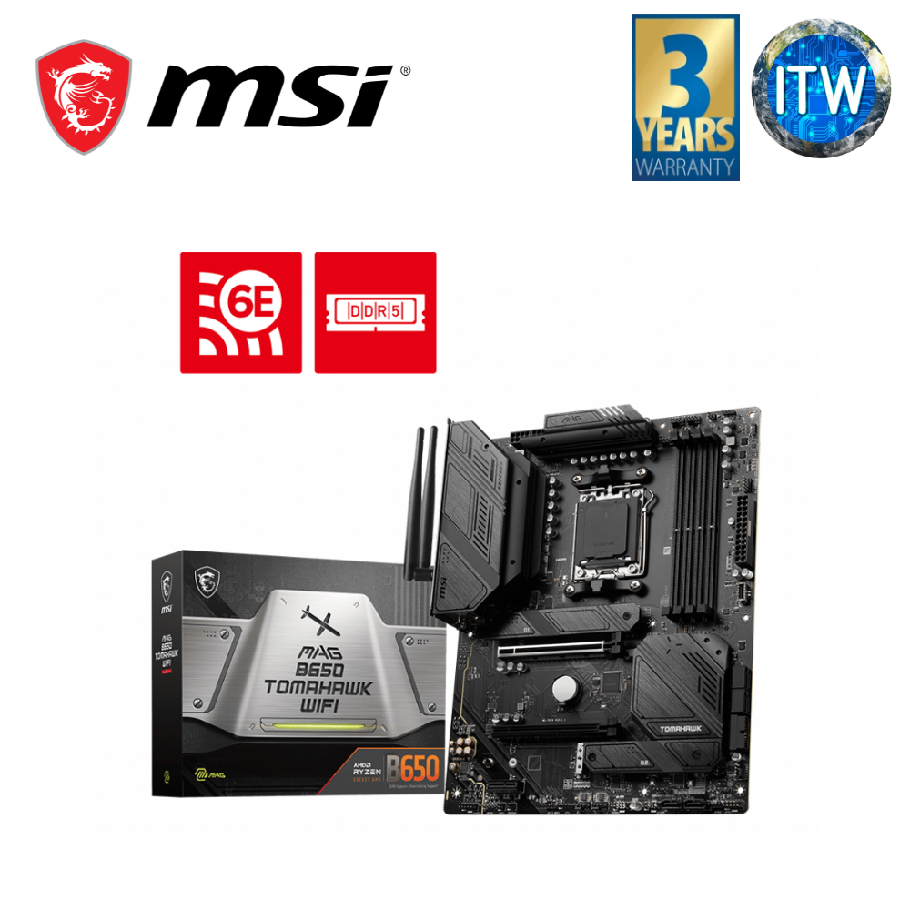 MSI MAG B650 TOMAHAWK WIFI AM5 ATX DDR5 Mystic Light RGB Motherboard ...