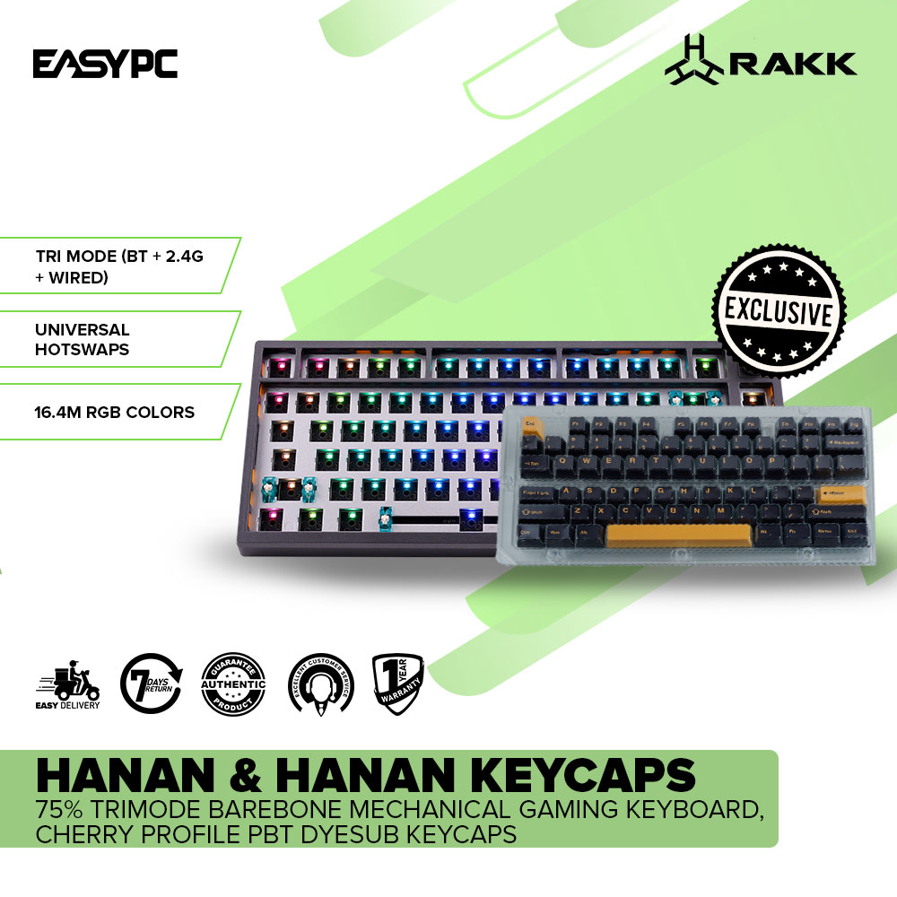EasyPC RAKK HANAN 75 Trimode Barebone Mechanical Gaming Keyboard ...