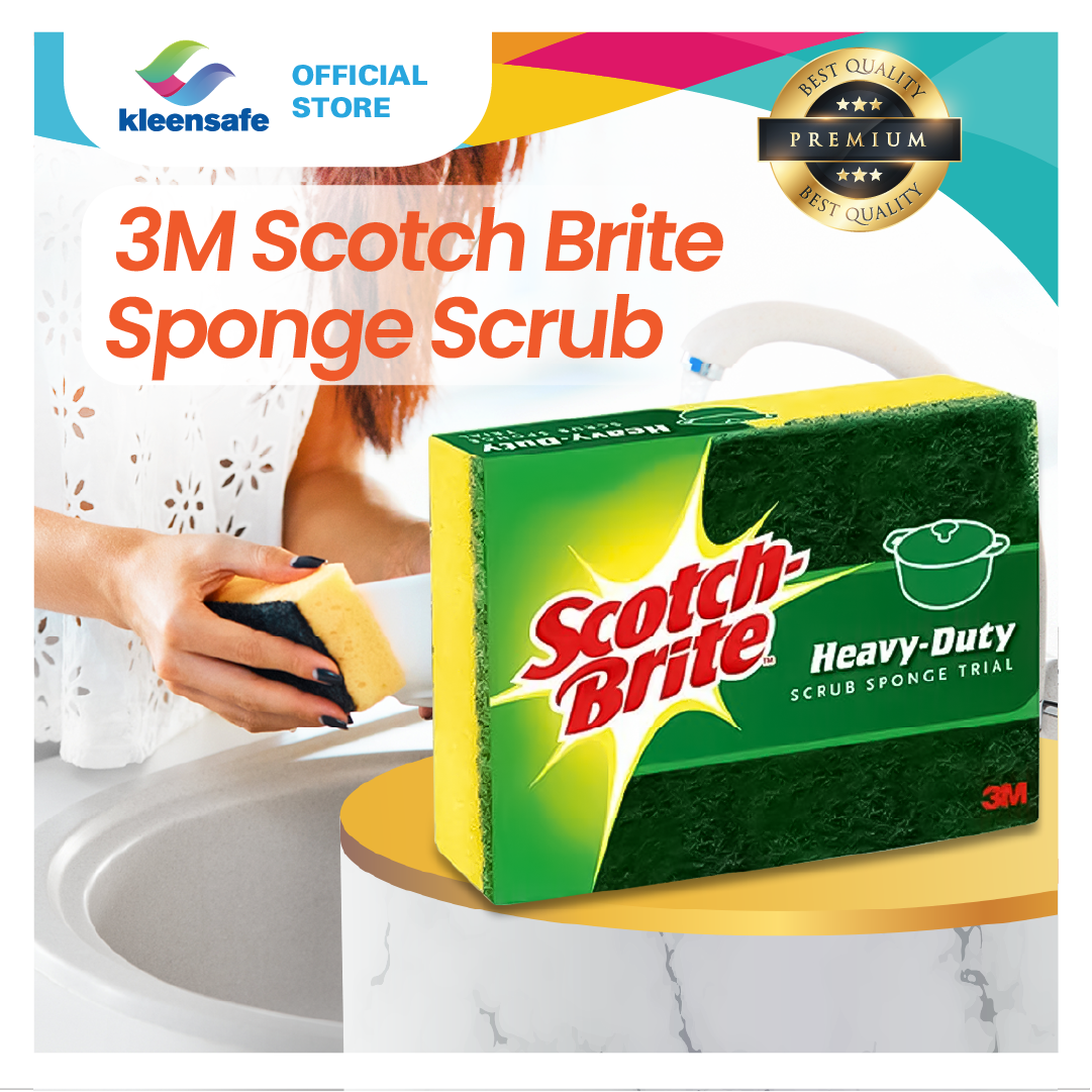 Kleensafe X Scotch-Brite Heavy Duty Scrub Sponge Regular Dish Scrubber ...
