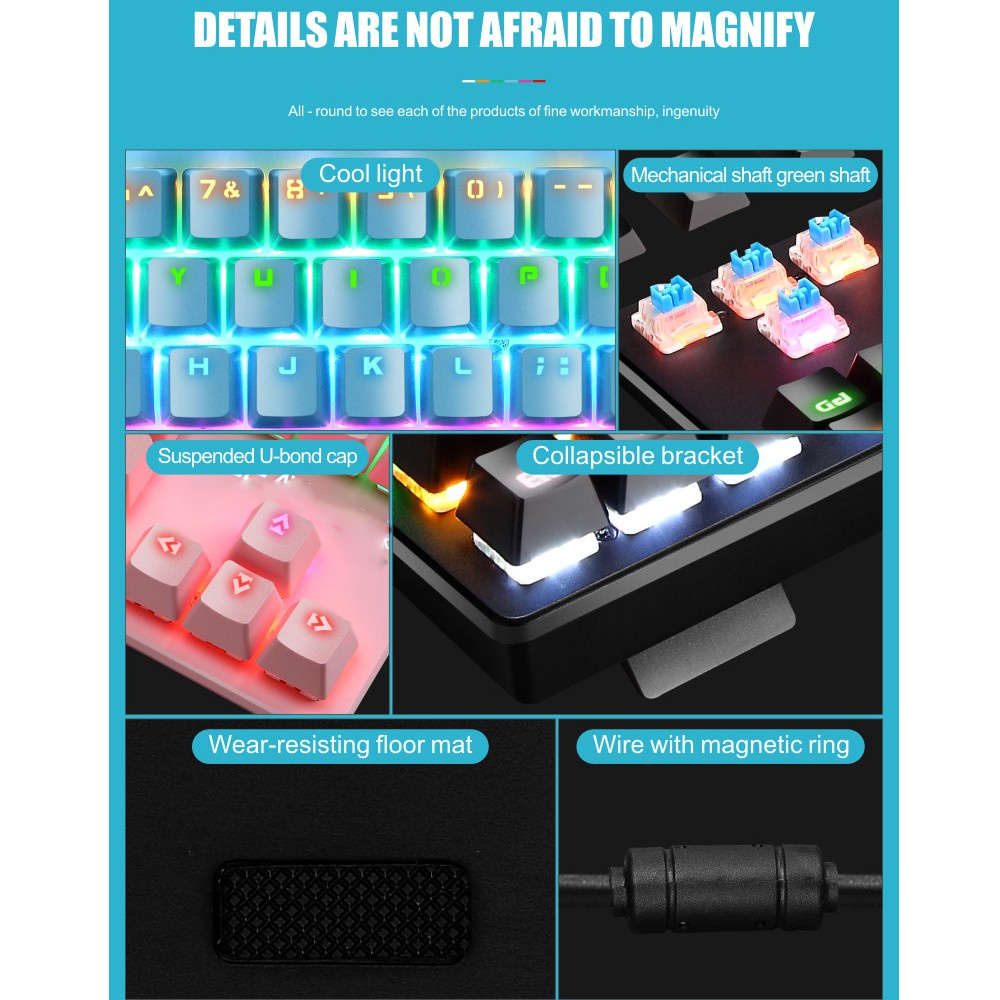 K620 61Key/K550 87Keys/K880 104Keys/K990/k98 Mechanical RGB Keyboard Gaming Office PC computer ...