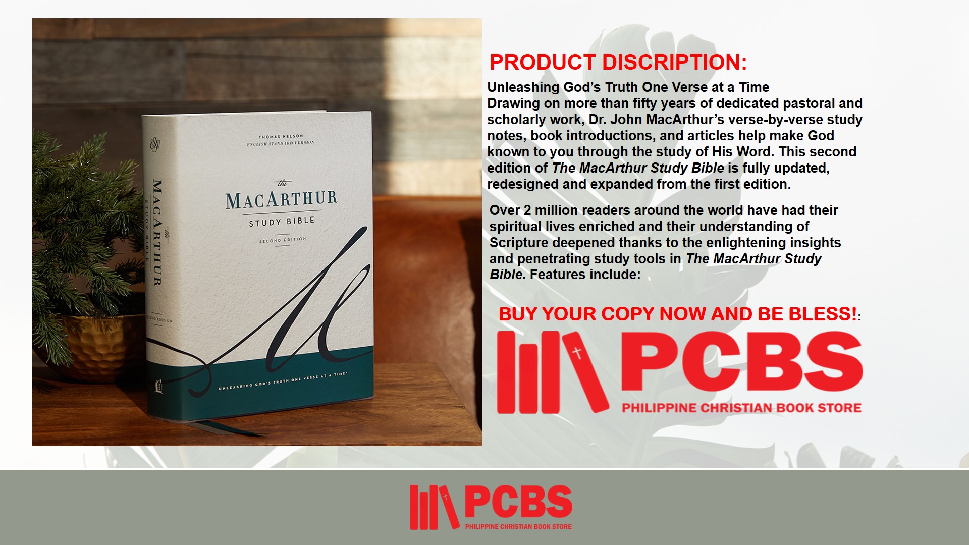 PCBS THE MACARTHUR STUDY BIBLE SECOND EDITION | Lazada PH
