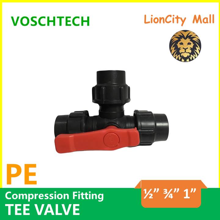 PE Compression Fitting TEE VALVE 1/2'' 3/4'' 1'' 1PCS&5PCS VOSCHTECH ...