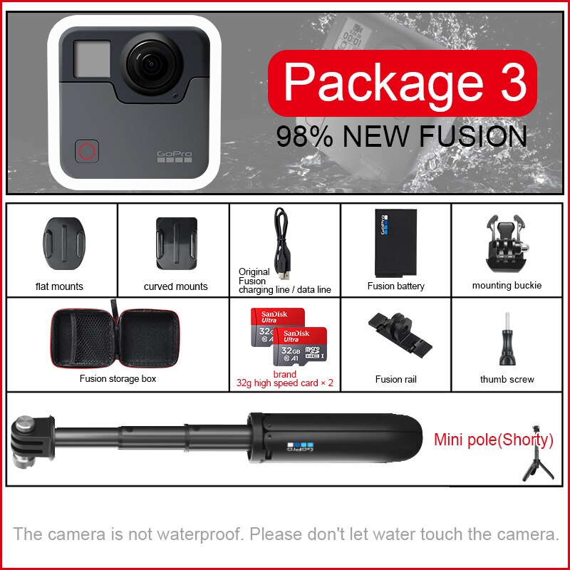 Gopro Fusion กล้อง 360 5.2K ความคมชัดสูงอัจฉริยะขนาดเล็กถ่ายภาพรอบทิศทางกล้องเพื่อการกีฬามือ ...