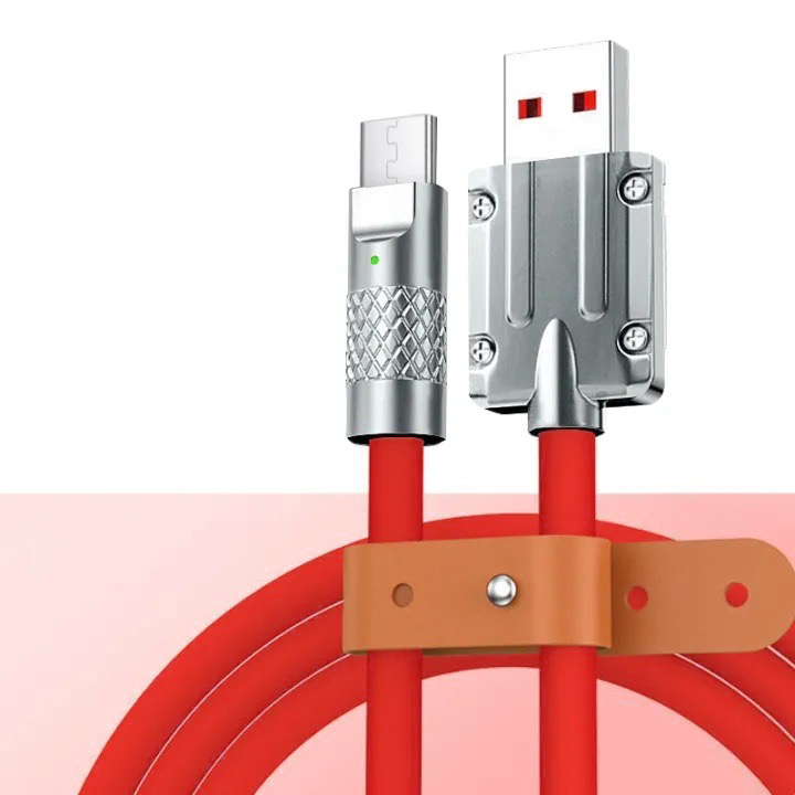 120W 6A Super Fast Android Charger Zinc Alloy Liquid Silicone Cable Fast Charging USB Cable ...