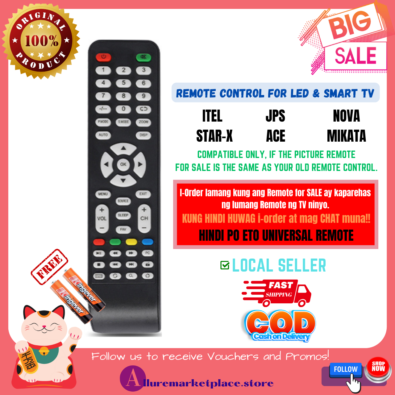 Original Smart TV Remote for KASSEL TV MIKATA TV JPS SMART TV ACE ...