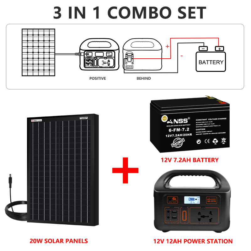 NSS 4 in 1 power station with solar battery solar panel complete set ...